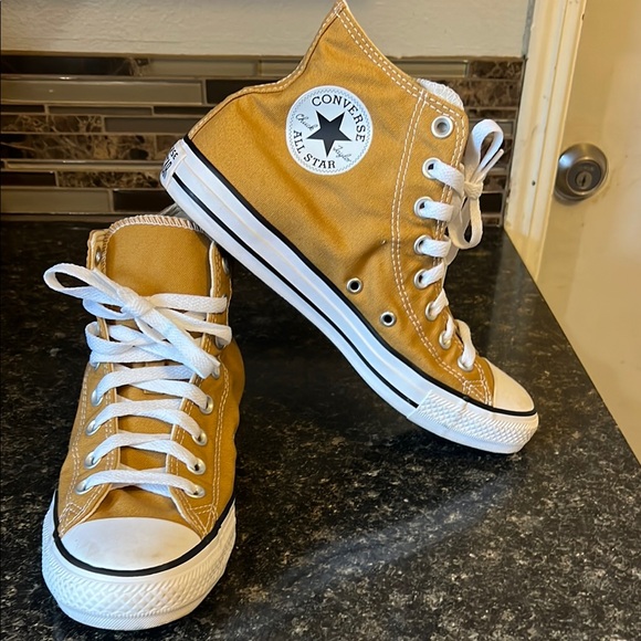 Converse | Shoes | Converse Hightop Sneakers Mustard Yellow | Poshmark